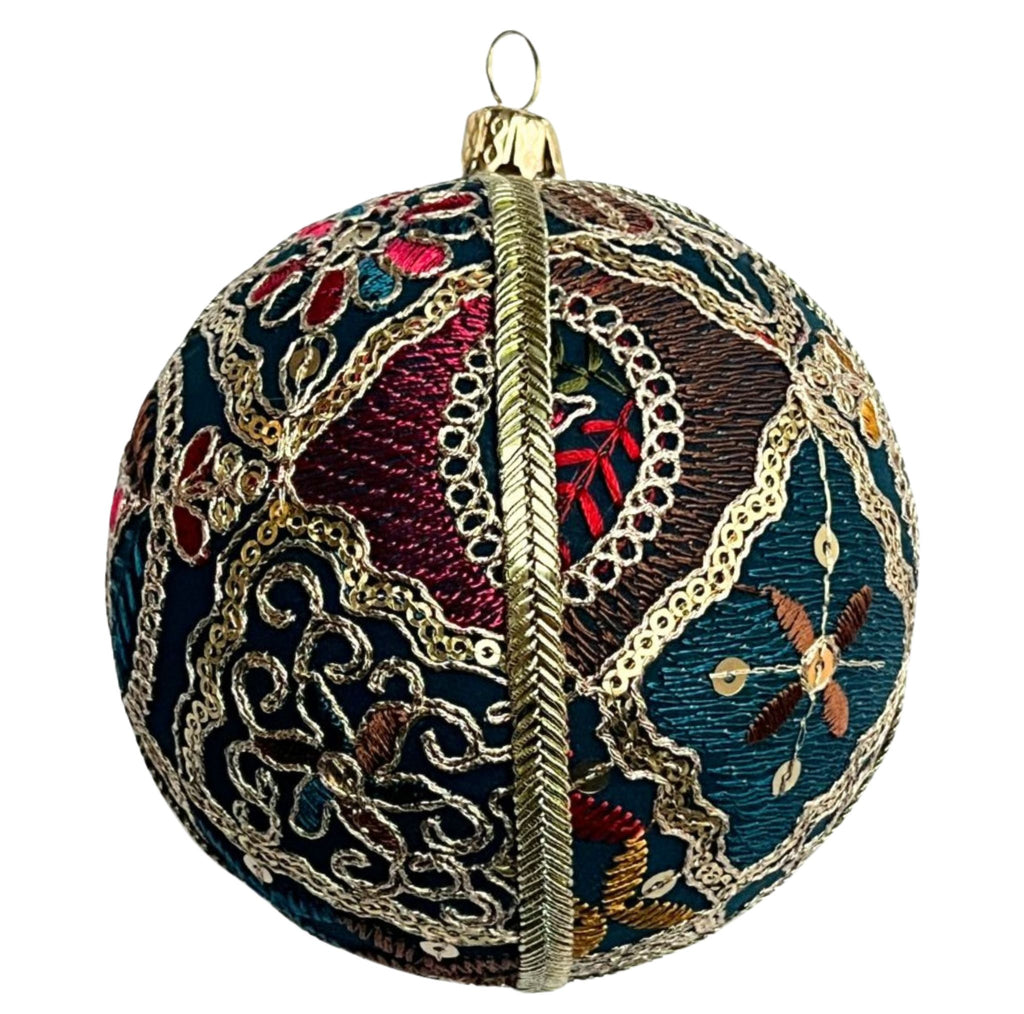 Aaina Bauble – 10cm Handmade Embroidered Decoration | Luxury Fabric ...